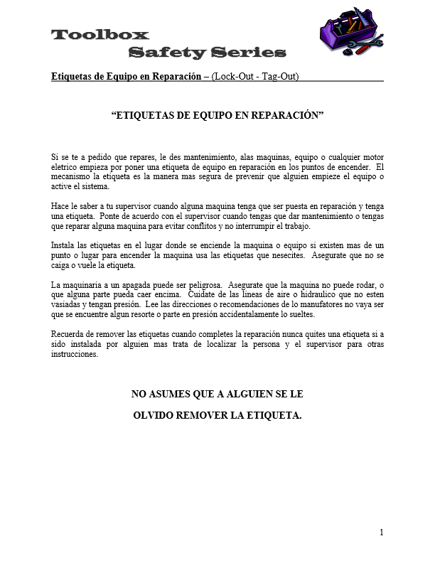 TSS Lock Out Tag Out (Spanish) – ShipNet